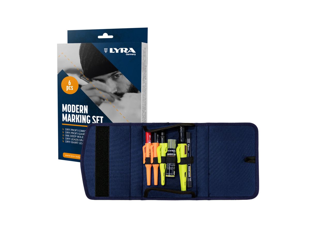 LYRA Modern Marking Set 6 tlg. 4 Stk Marker und Ersatzminen, In Tasche - Schwarz Stahl AG, Lenzburg